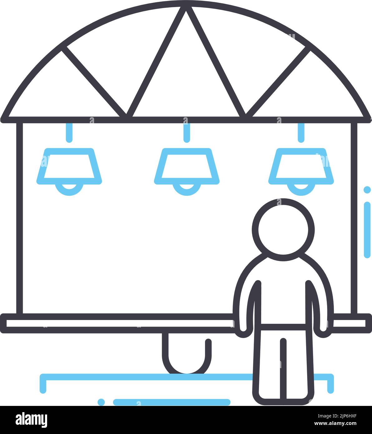 city bus stop line icon, outline symbol, vector illustration, concept ...