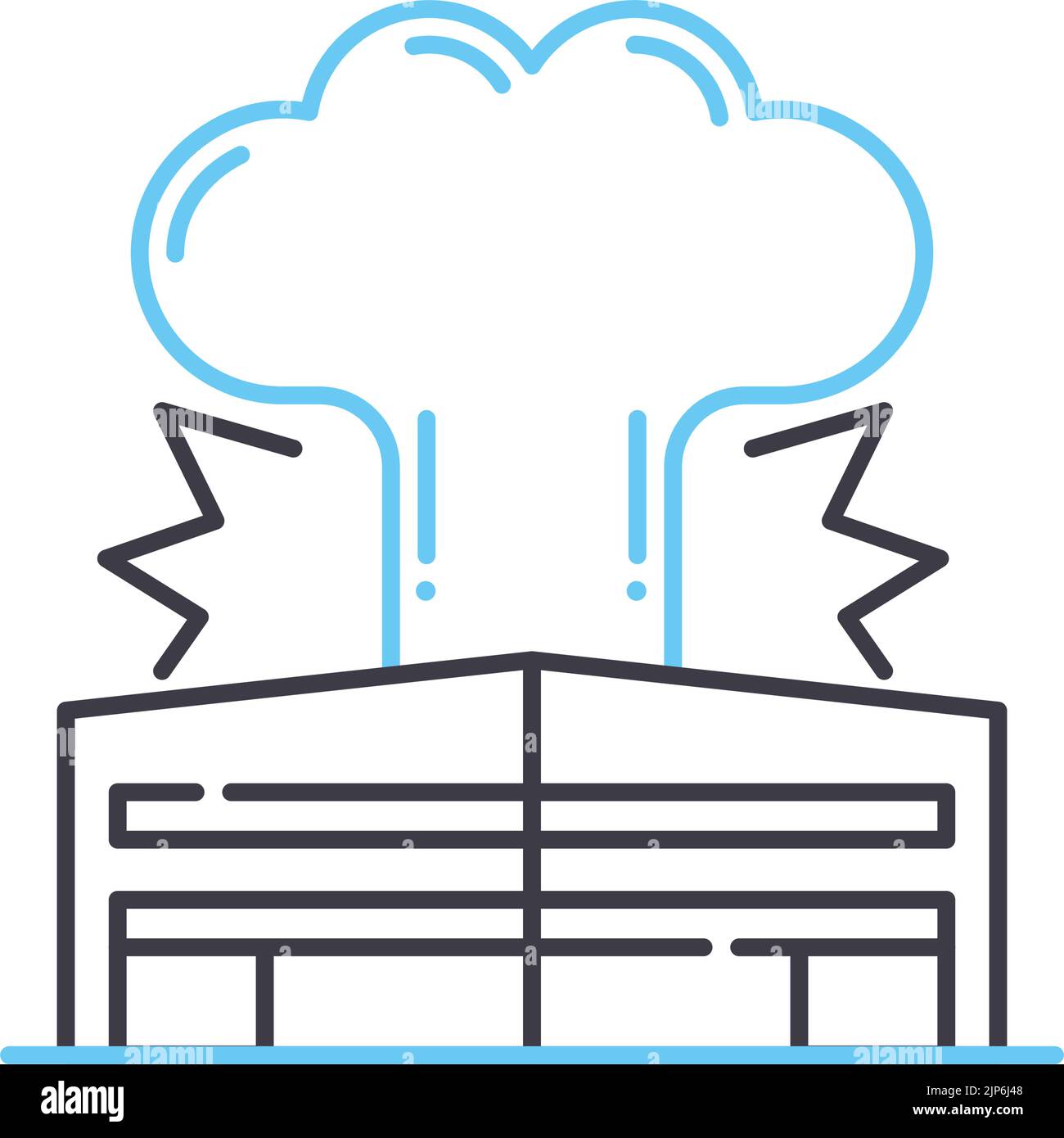 damage in the city line icon, outline symbol, vector illustration ...