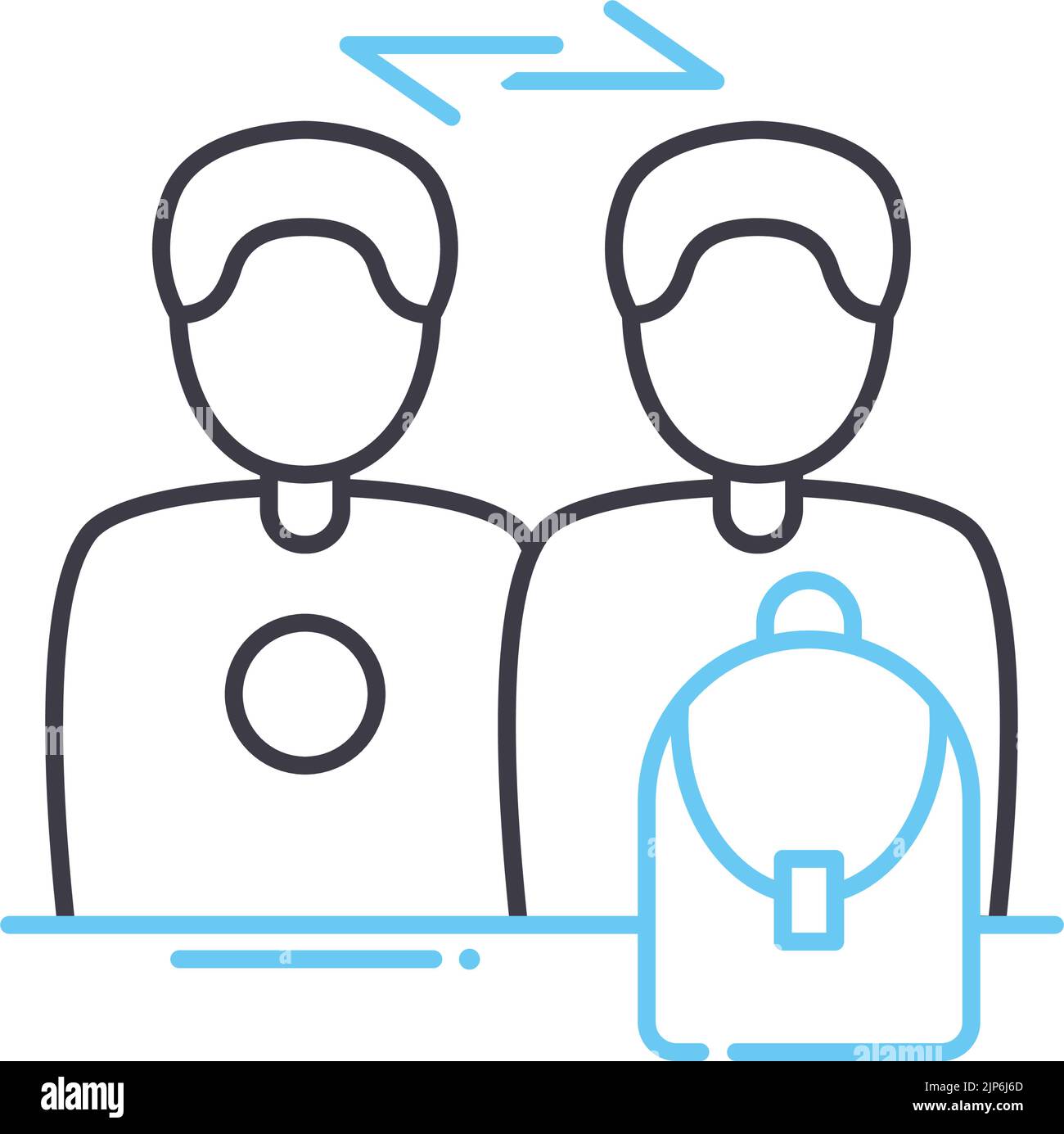 exchange students line icon, outline symbol, vector illustration ...