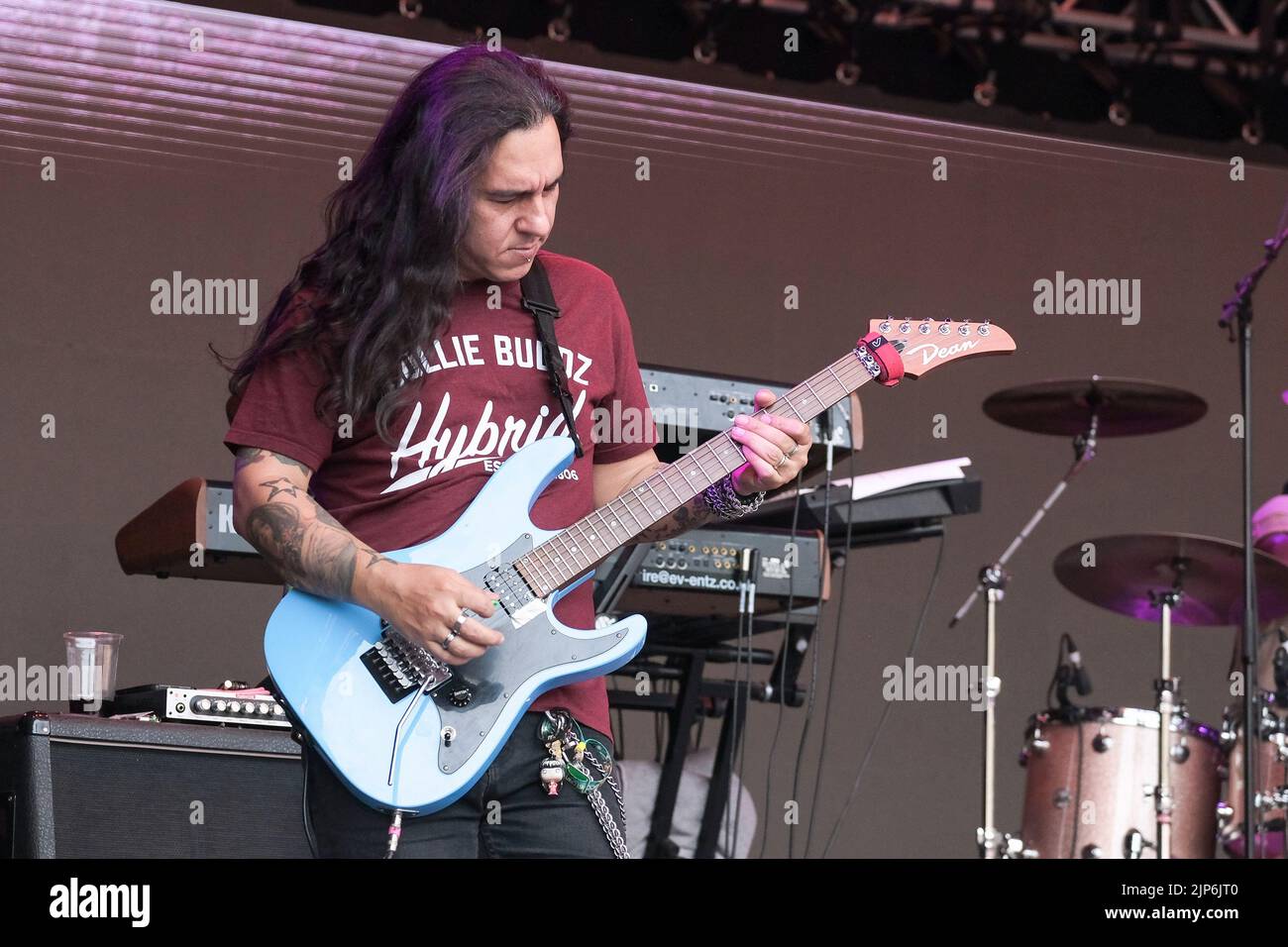 Winchester, UK - 14 Aug 2022, Positive Grid guitarist, Ronny Gutierrez ...