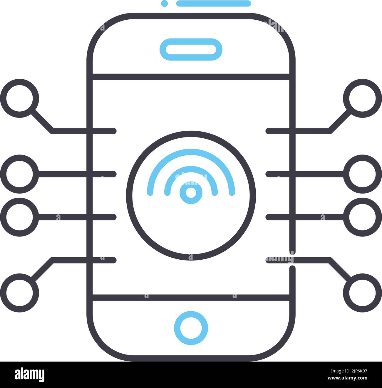 connection technology line icon, outline symbol, vector illustration ...