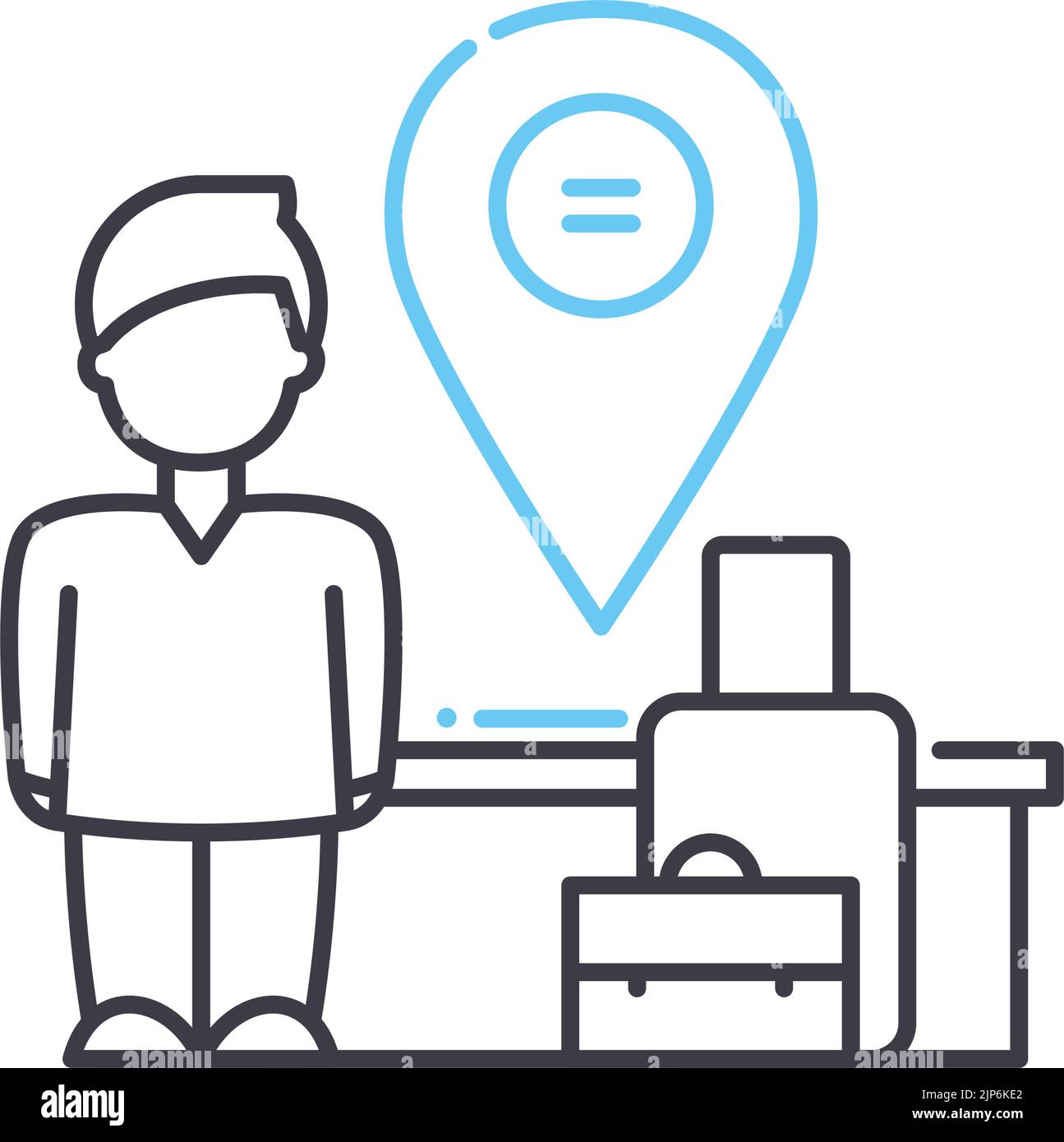 check in line icon, outline symbol, vector illustration, concept sign ...