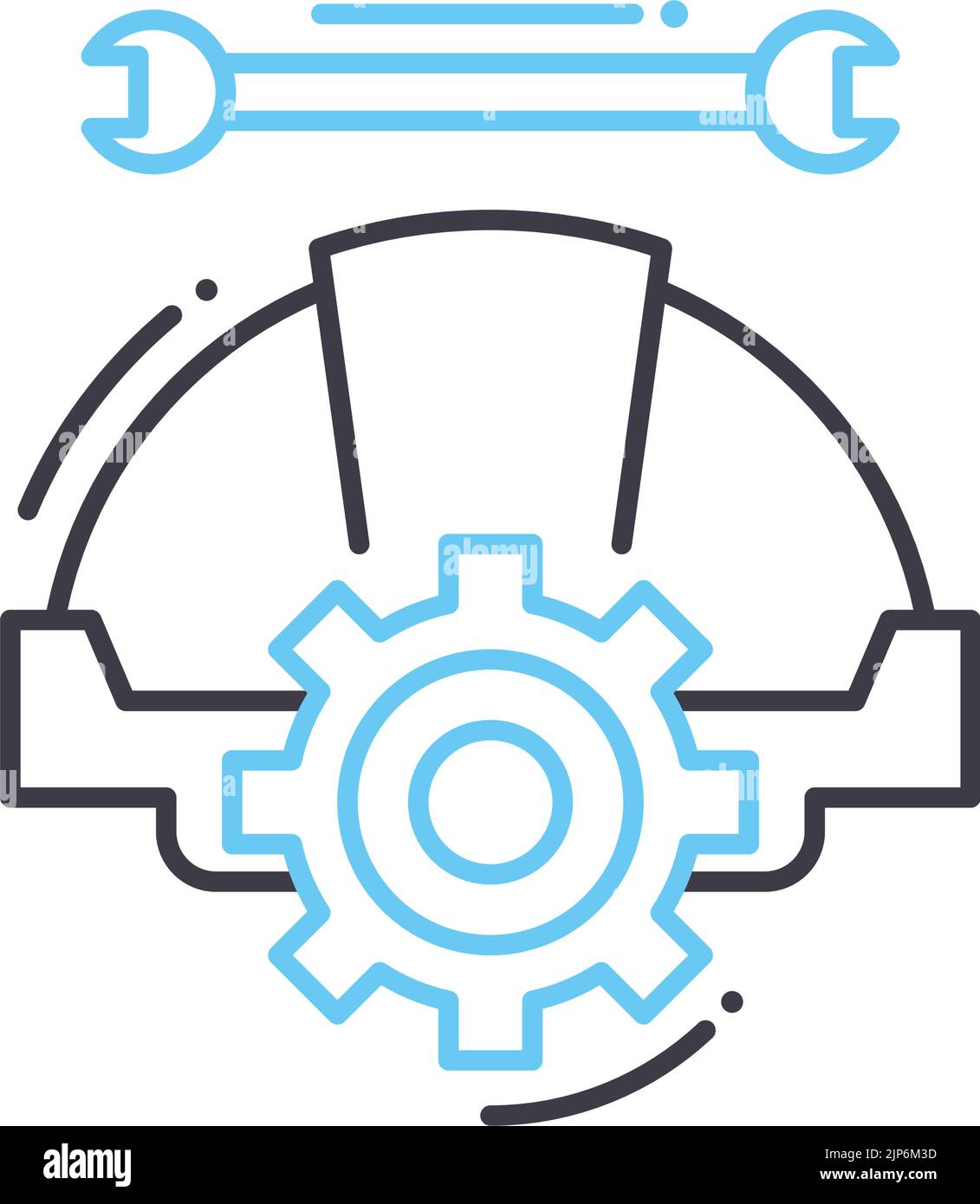 engineer system line icon, outline symbol, vector illustration, concept ... engineer system line icon, outline symbol, vector illustration, concept ...
