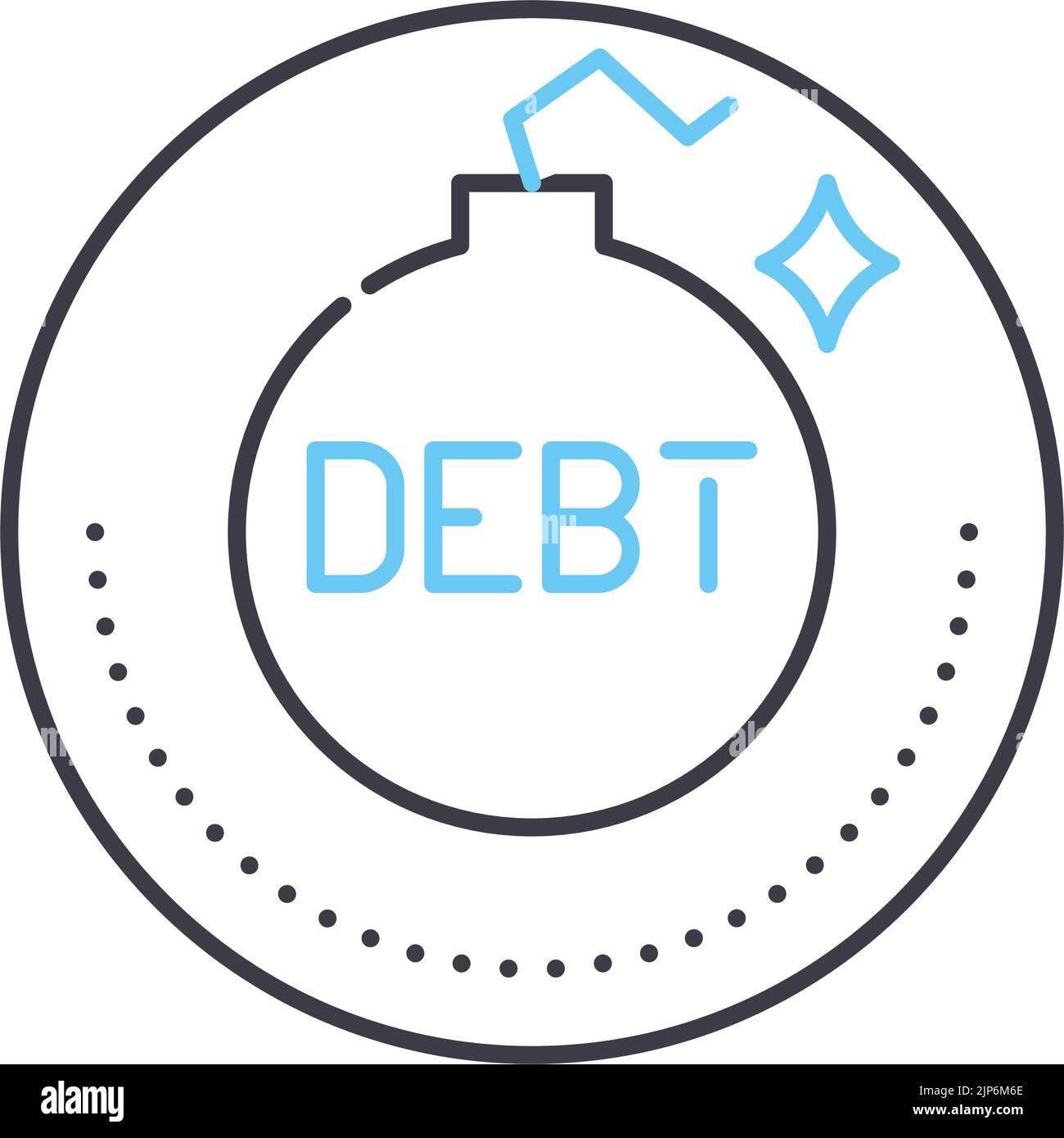 financial debt line icon, outline symbol, vector illustration, concept ...