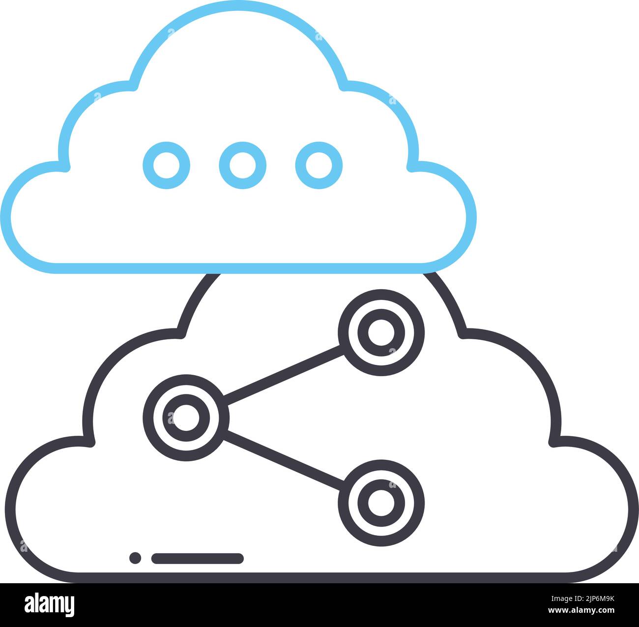 cloud file sharing line icon, outline symbol, vector illustration ...