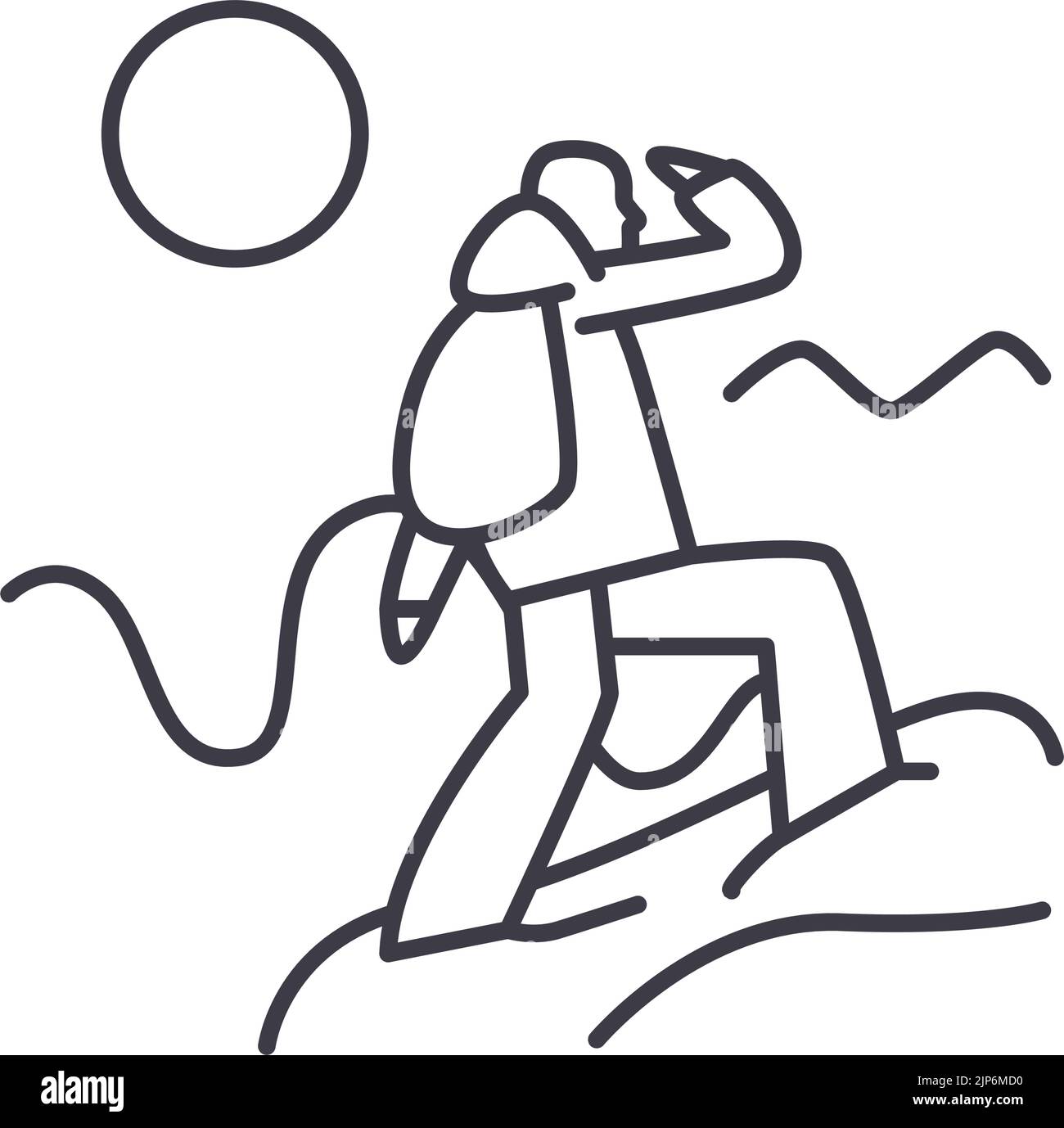 explore line icon, outline symbol, vector illustration, concept sign ...