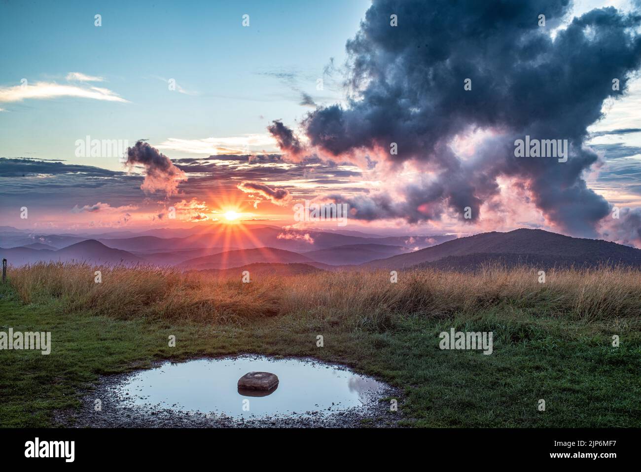 Sunset scene on max patch bald in NC Stock Photo - Alamy