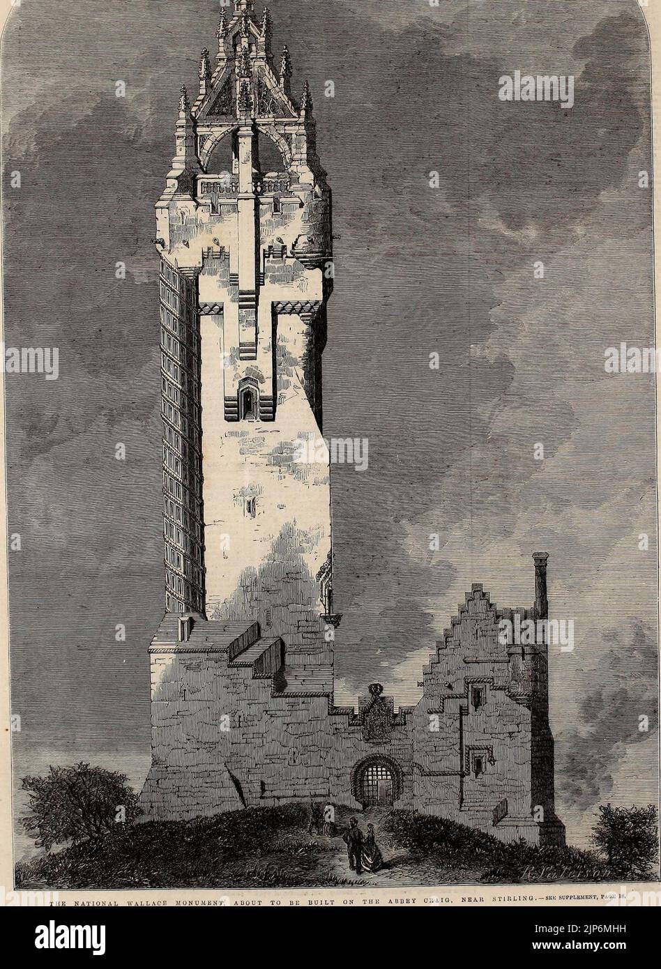The National Wallace Monument, about to be built on the Abbey Craig ...
