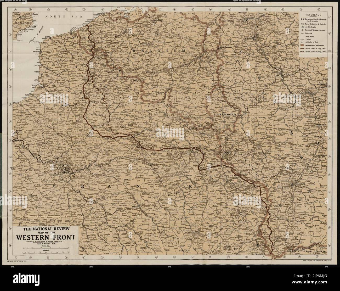 The National Review map of the western front (5008437 Stock Photo - Alamy