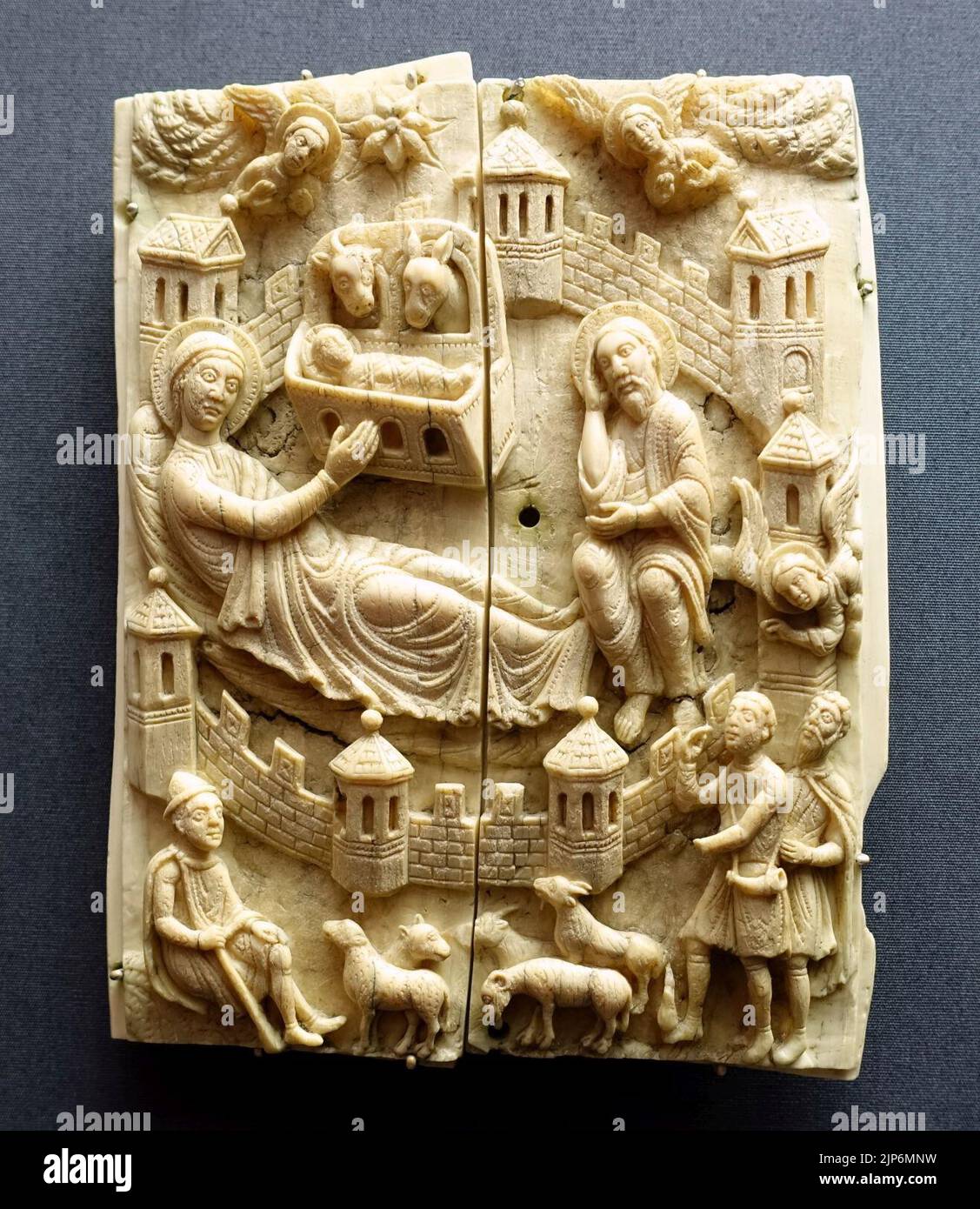The Nativity of Christ, Cologne, c. 1150-1160, walrus ivory Stock Photo ...