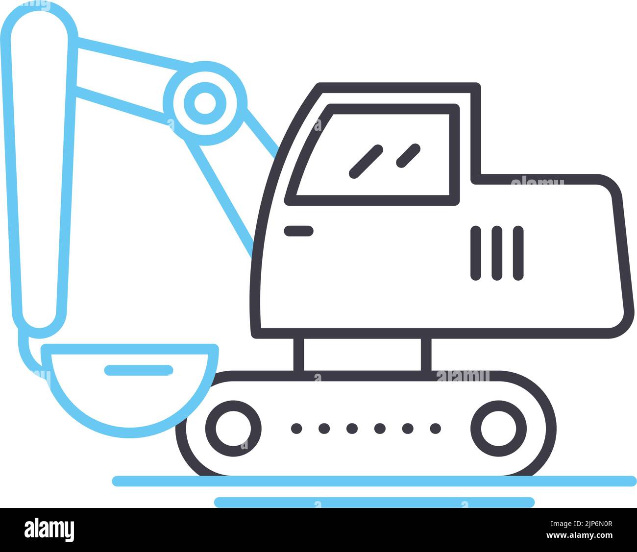 excavator line icon, outline symbol, vector illustration, concept sign ...