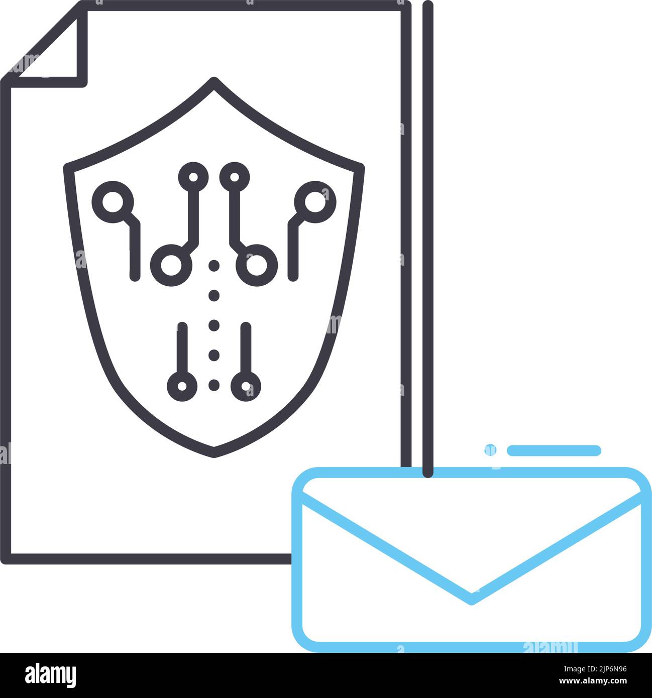encrypted message line icon, outline symbol, vector illustration ...