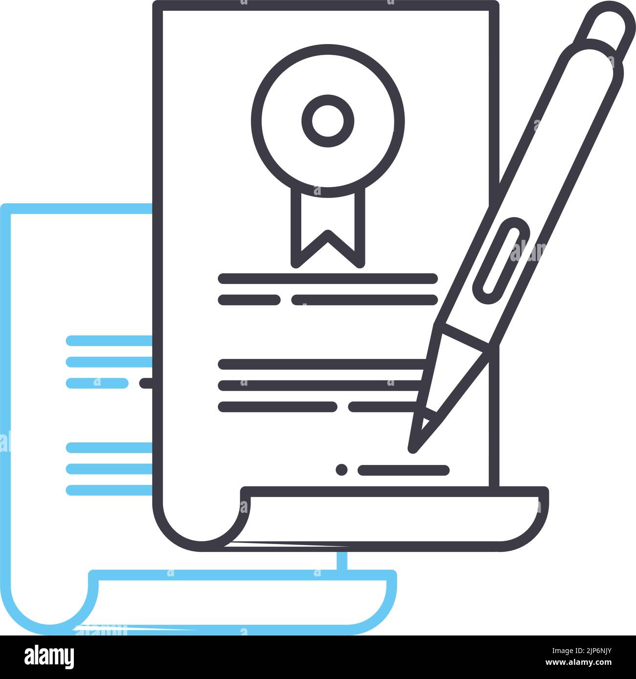 certificate line icon, outline symbol, vector illustration, concept ...