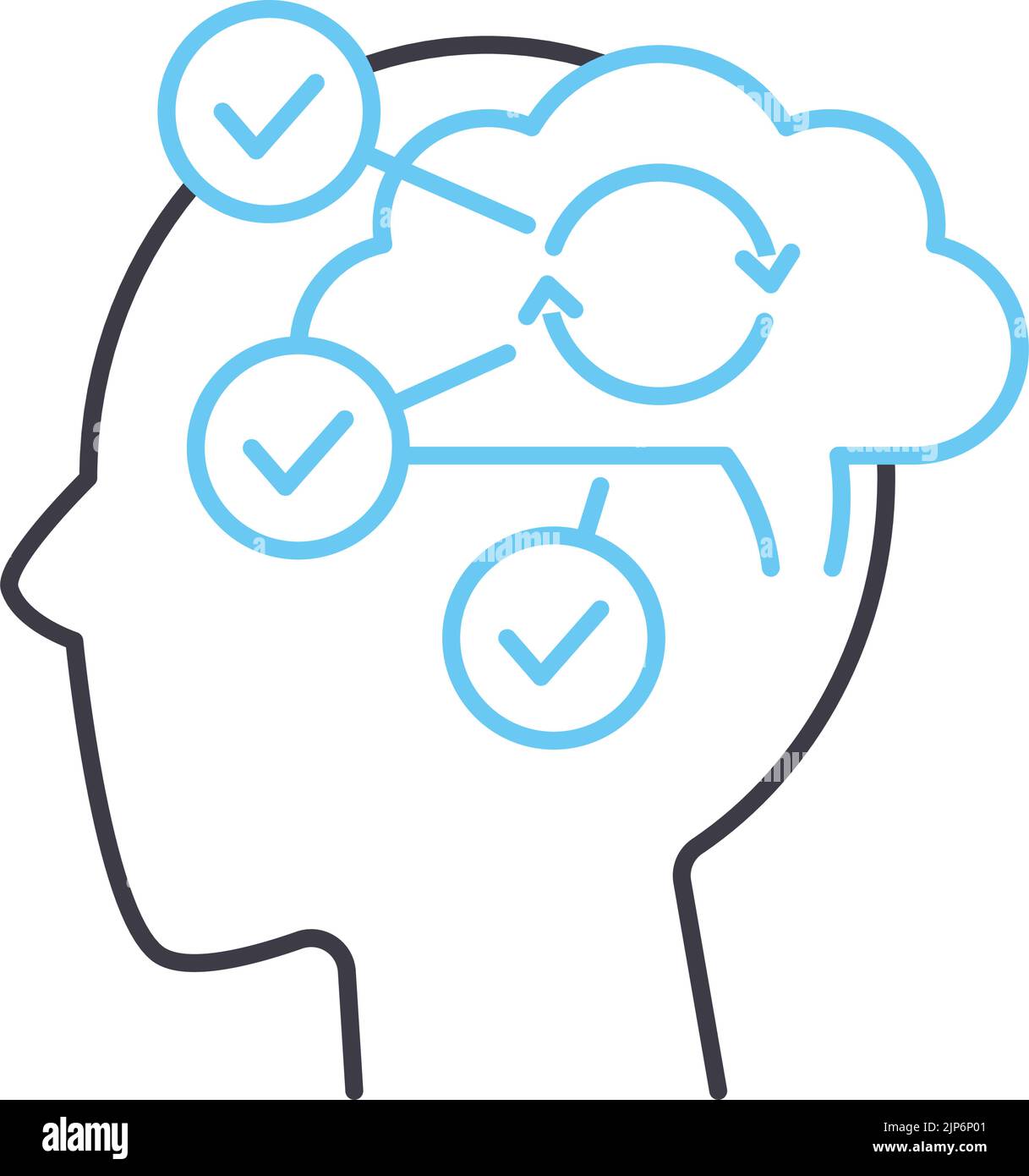 cognitive process line icon, outline symbol, vector illustration ...