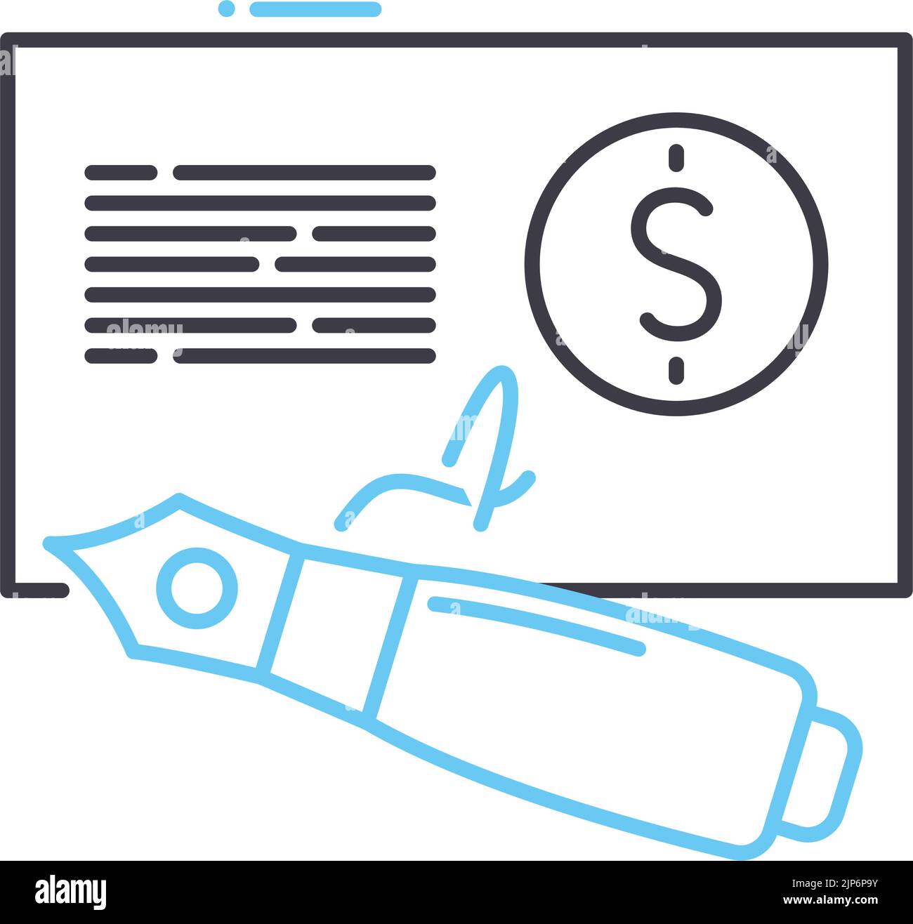 credit check line icon, outline symbol, vector illustration, concept ...
