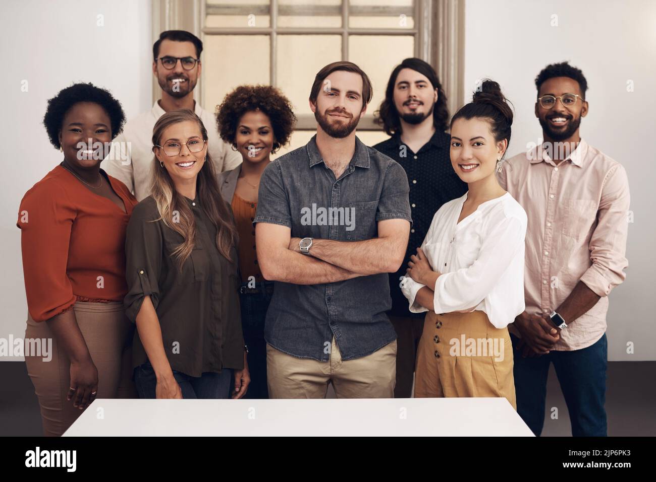 Group portrait of confident, diverse and proud businesspeople standing ...