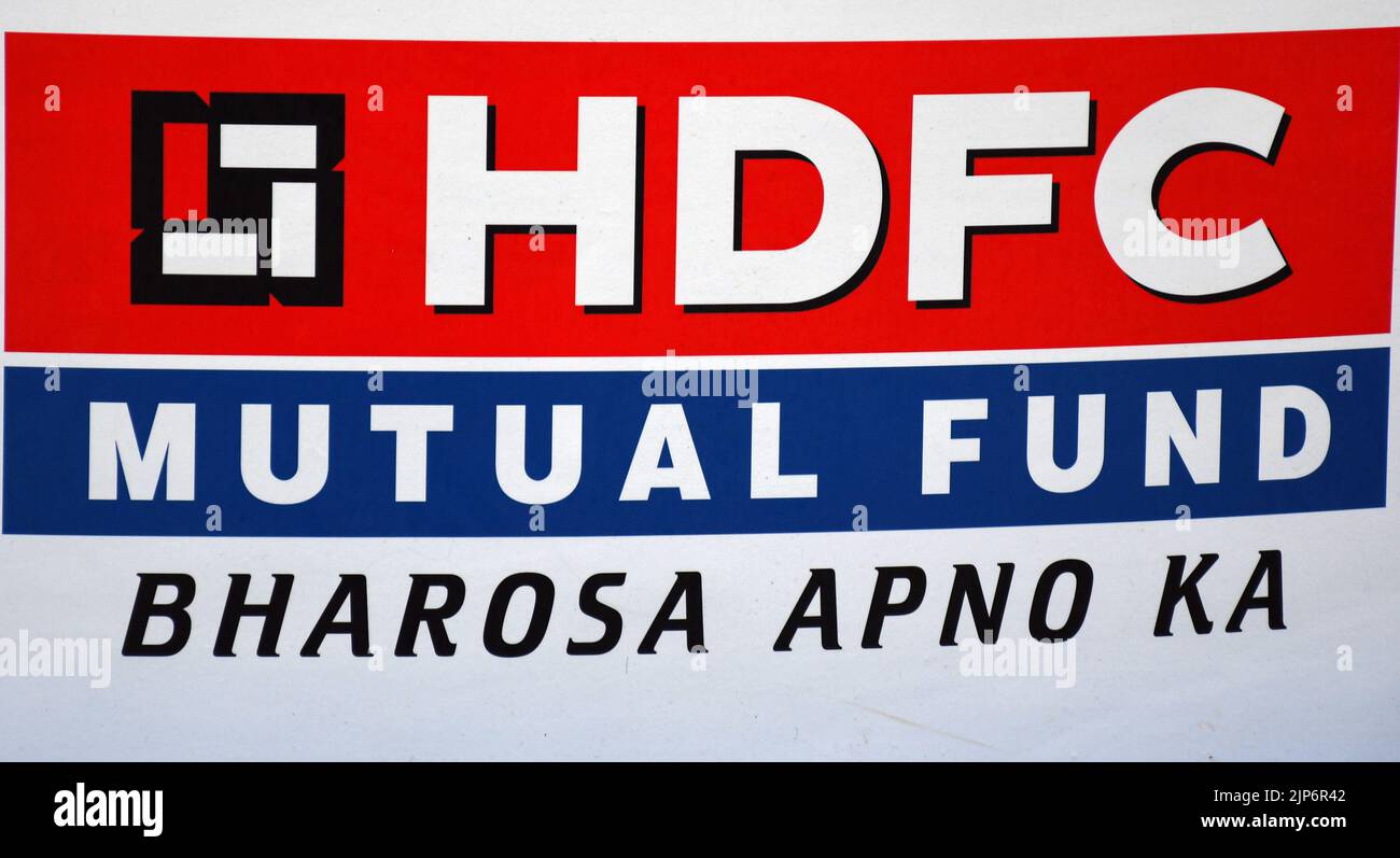 Mumbai, India. 15th Aug, 2022. HDFC mutual fund poster is seen at a ...