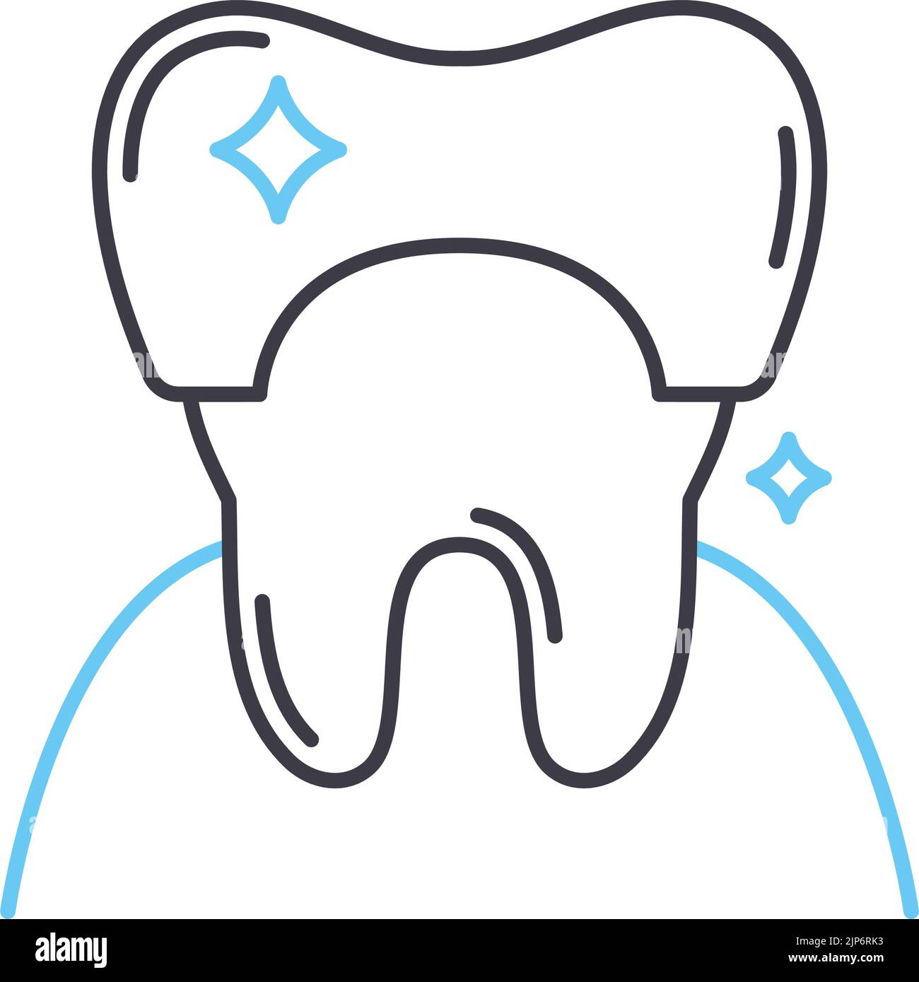 crown teeth line icon, outline symbol, vector illustration, concept ...
