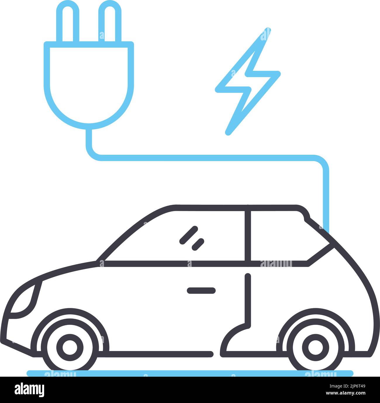 electro car line icon, outline symbol, vector illustration, concept ...