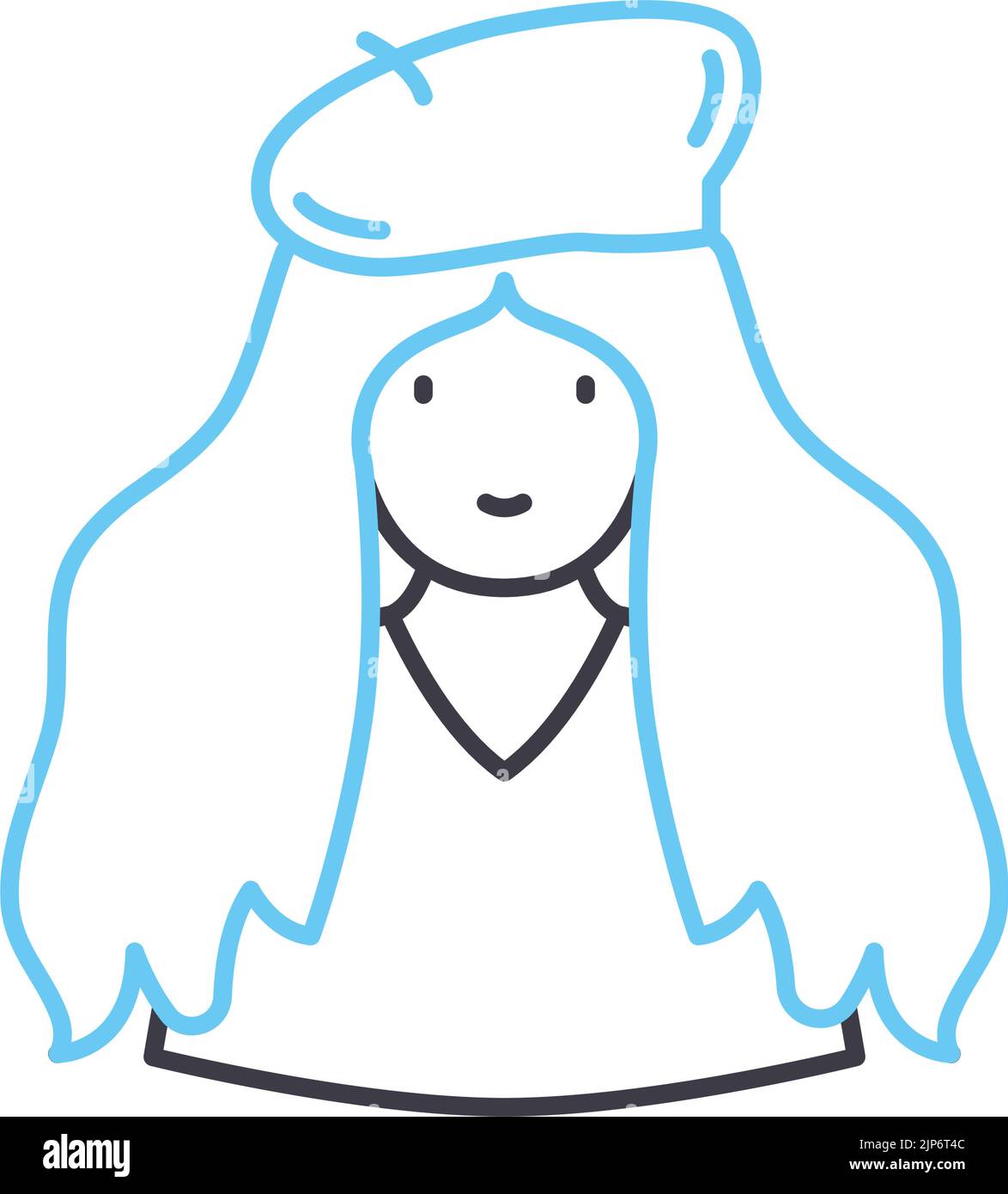 female painter line icon, outline symbol, vector illustration, concept ...