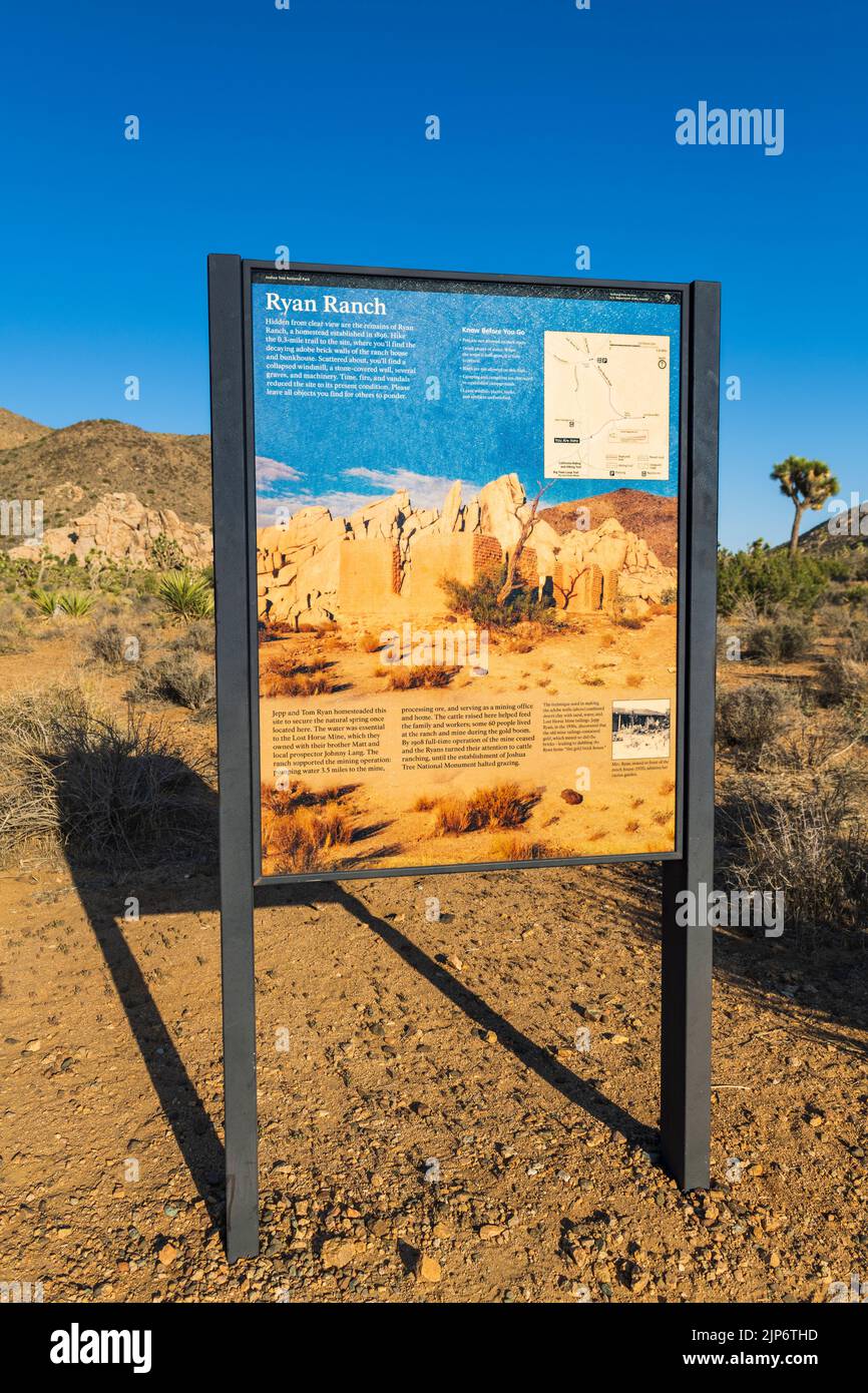 Ryan Ranch historic site interpretive sign, Joshua Tree National Park ...