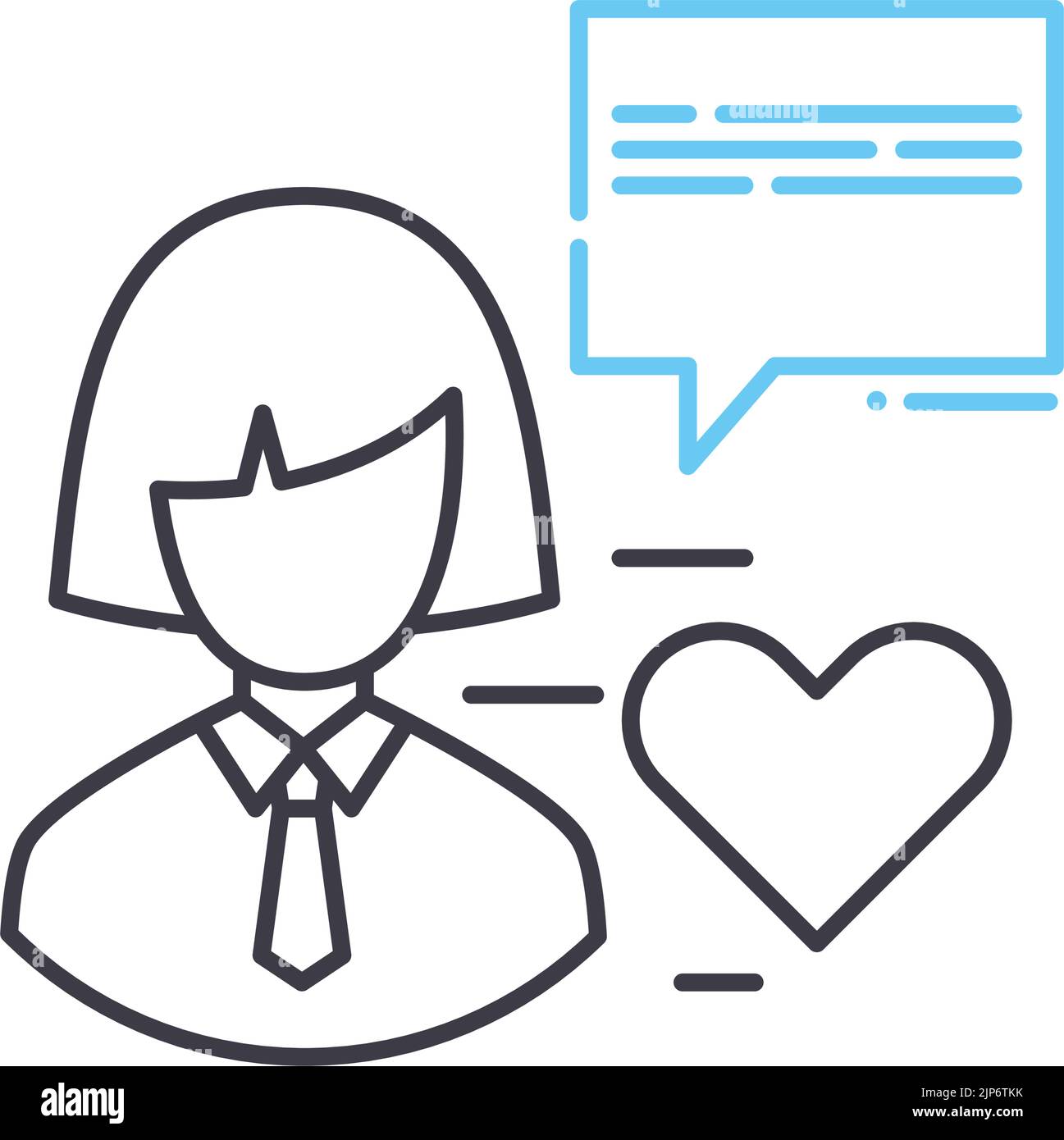 caring attitude line icon, outline symbol, vector illustration, concept ...