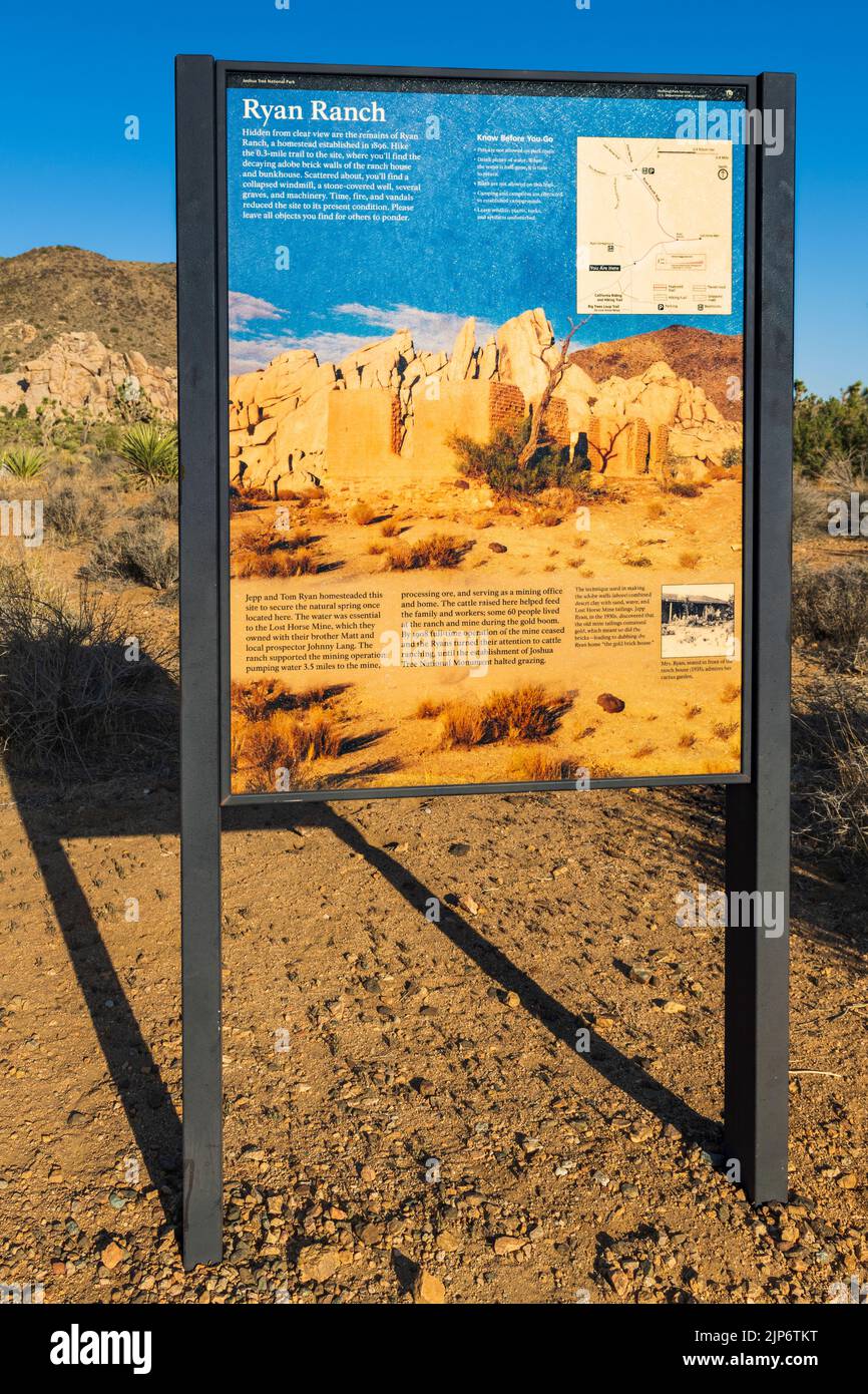 Ryan Ranch historic site interpretive sign, Joshua Tree National Park ...