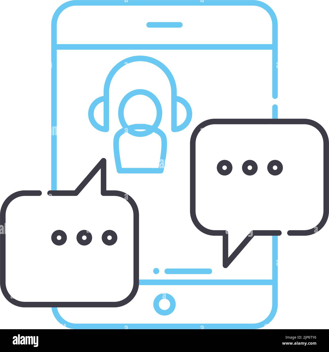 chat support line icon, outline symbol, vector illustration, concept ...