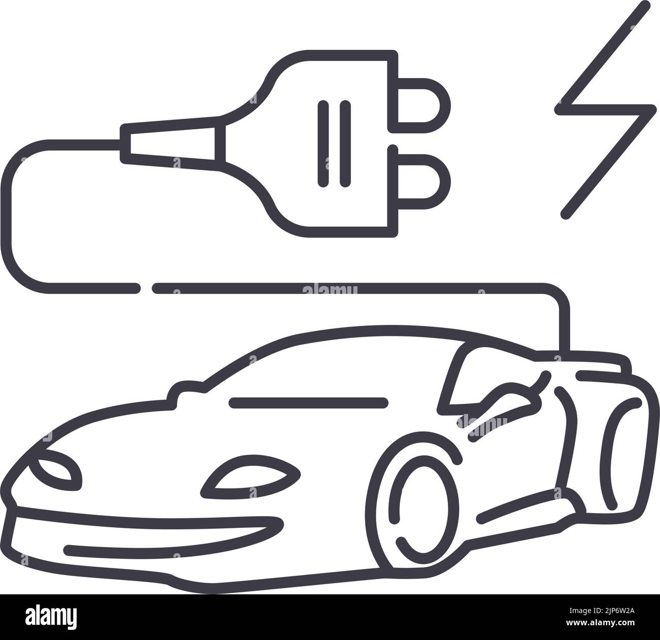 electro car line icon, outline symbol, vector illustration, concept ...
