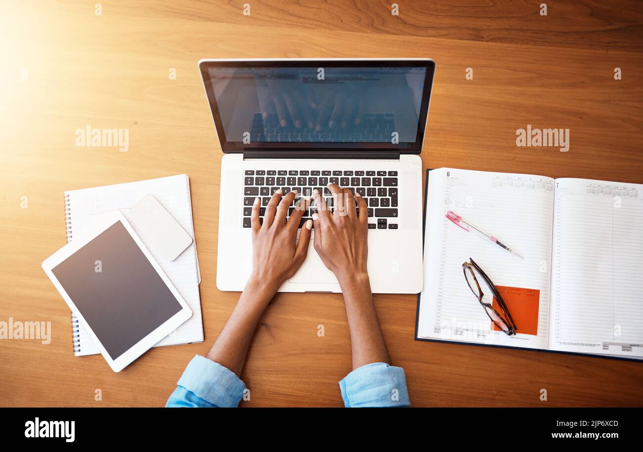 Make your home the perfect work zone. High angle shot of an ...