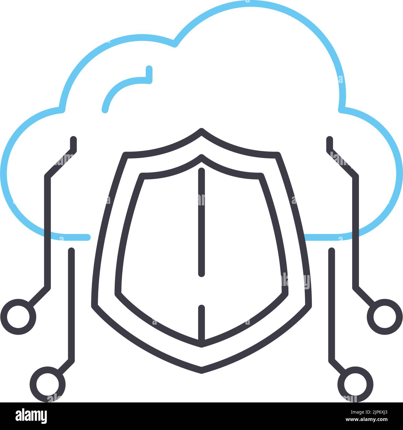 cloud security line icon, outline symbol, vector illustration, concept ...