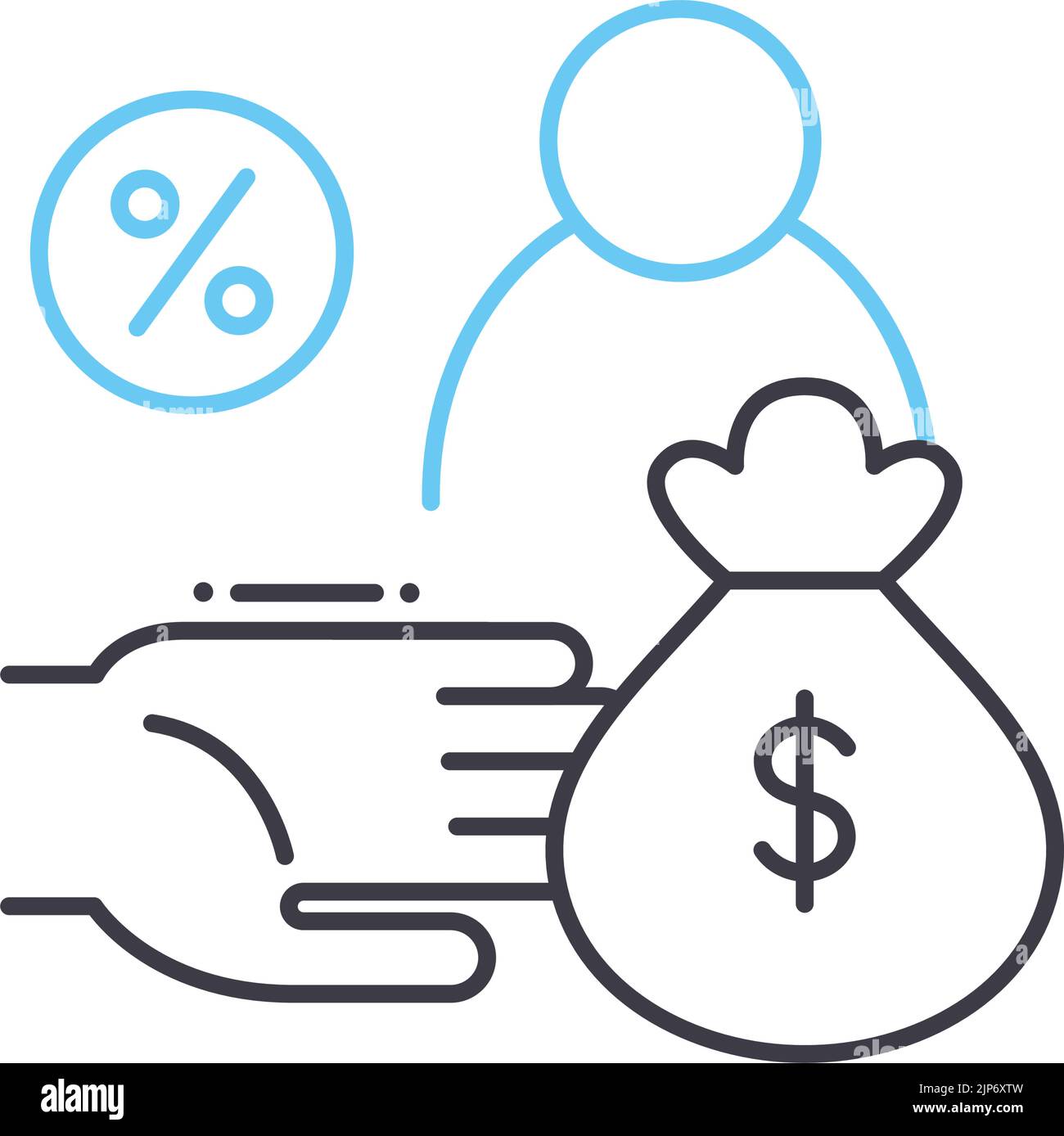 debt collection line icon, outline symbol, vector illustration, concept ...