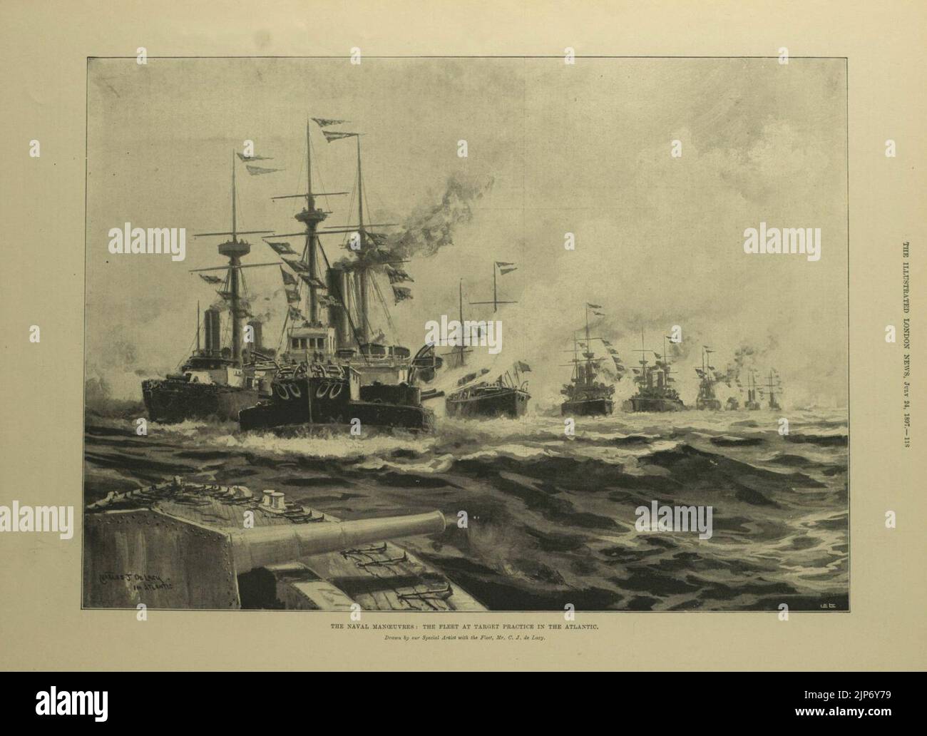 The Naval Manoeuvres, the Fleet at Target Practice in the Atlantic ...