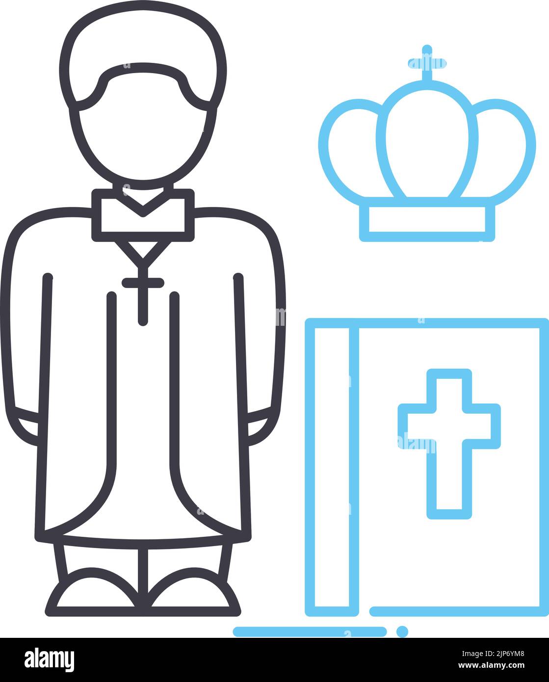 church priest line icon, outline symbol, vector illustration, concept ...