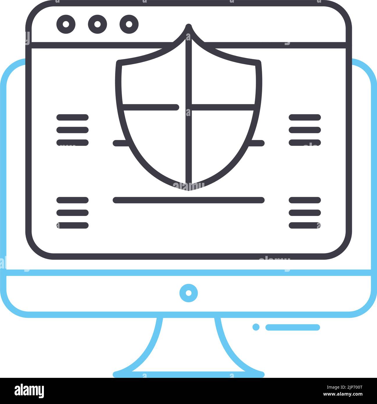cyber protection line icon, outline symbol, vector illustration ...