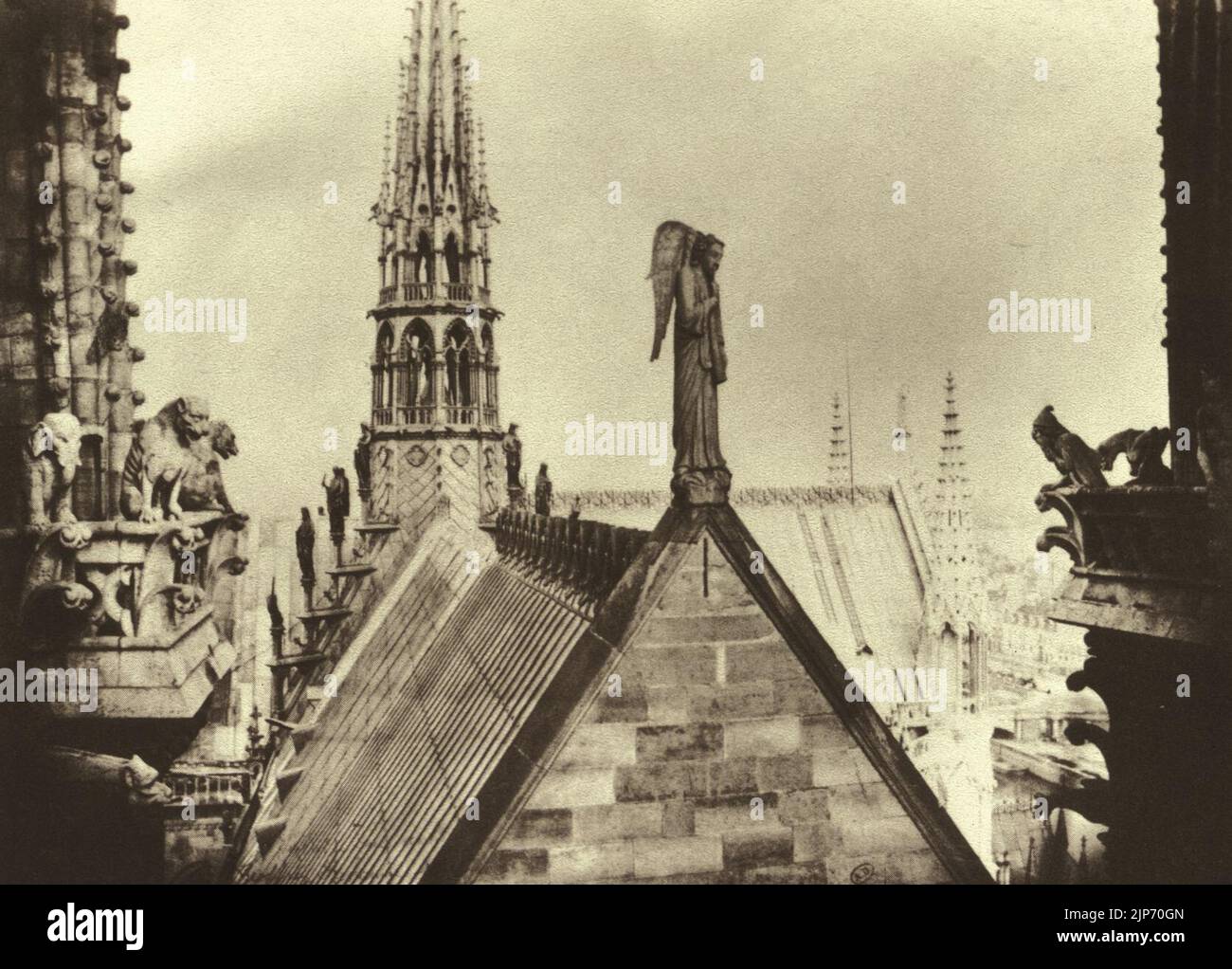 The new spire of Notre Dame de Paris, 1865 Stock Photo - Alamy