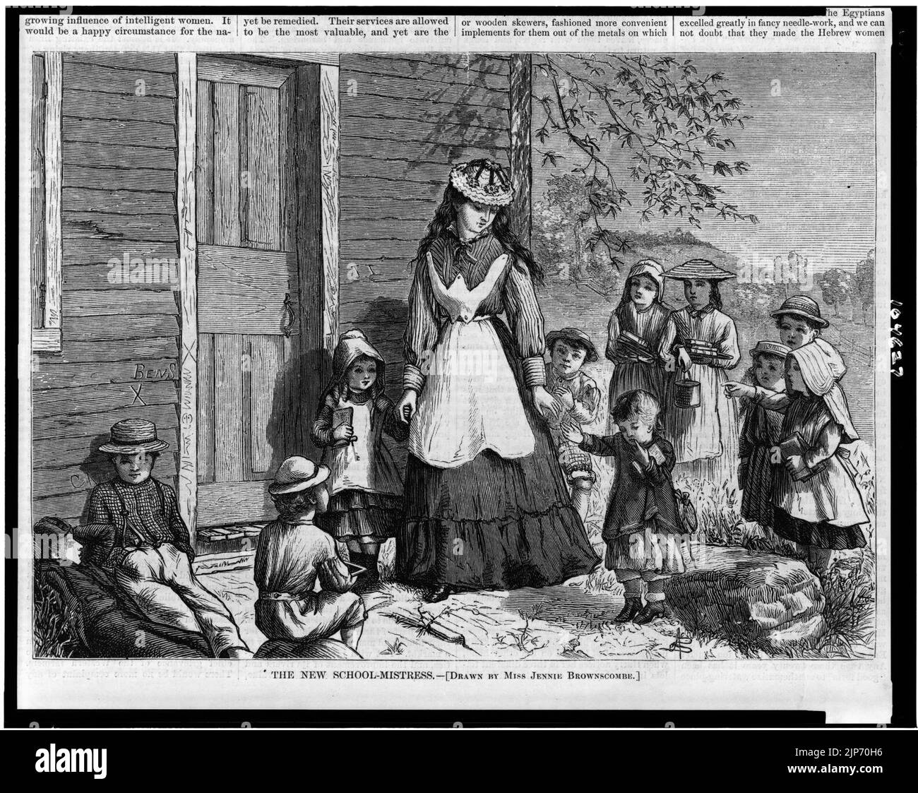 The New school-mistress - drawn by Miss Jennie Brownscombe Stock Photo ...