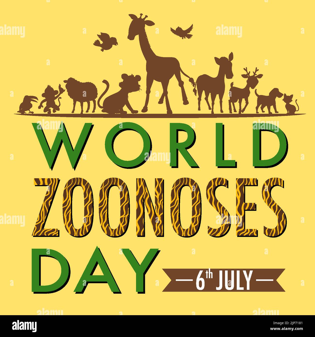 World zoonoses day cartoon poster illustration Stock Vector Image & Art ...