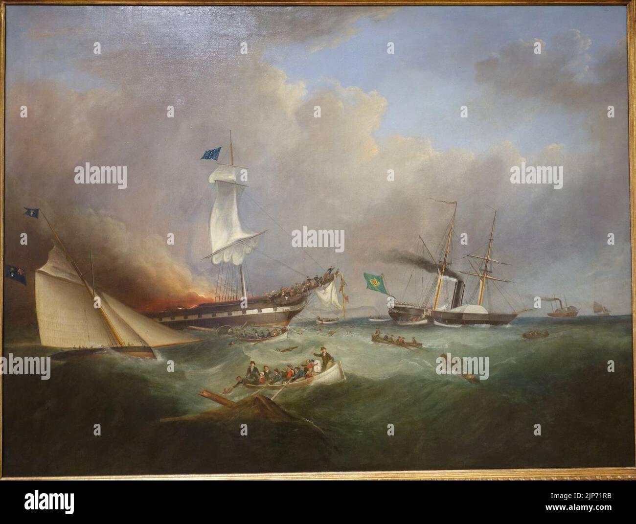 The North Atlantic Packet Ship Ocean Monarch, Sinking off the Coast of ...