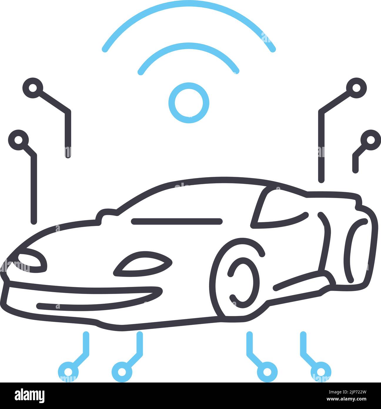driverless car line icon, outline symbol, vector illustration, concept ...