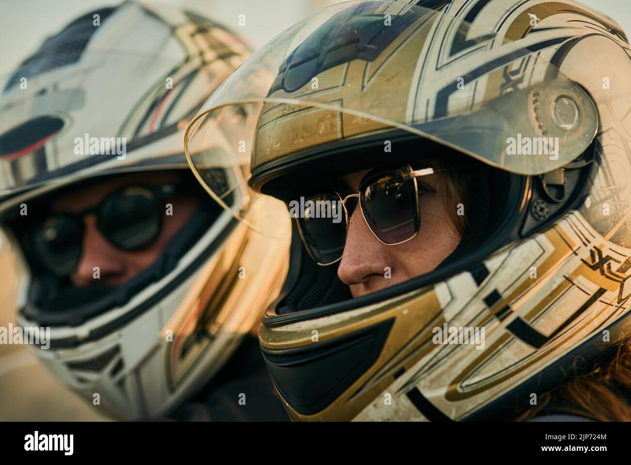 Lets ride and find something new in the city. a young attractive couple ...