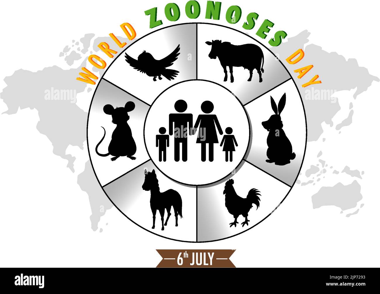 World zoonoses day banner silhouette design illustration Stock Vector ...