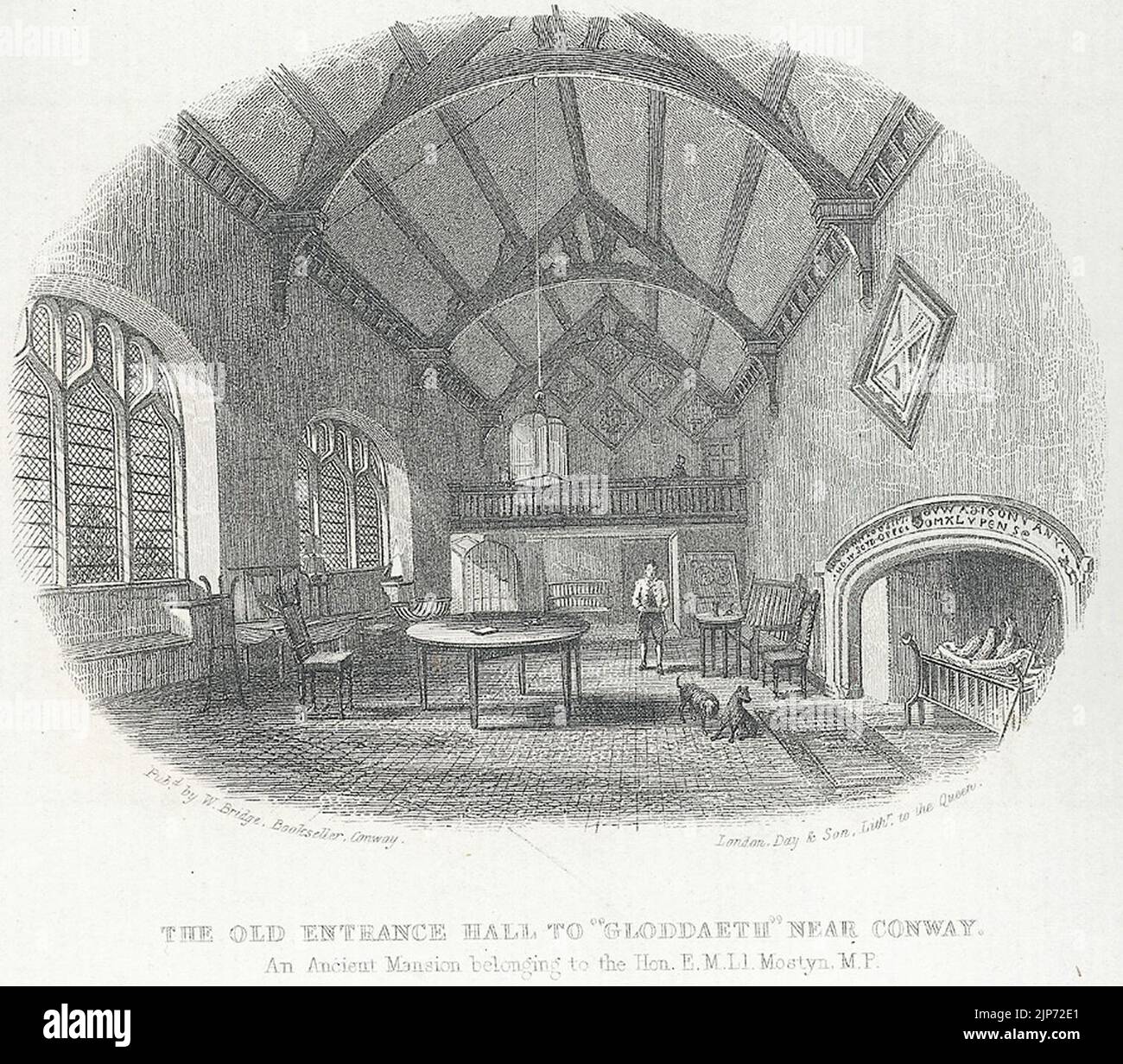 The old entrance hall to ''Gloddaeth'' near Conway - an ancient mansion ...