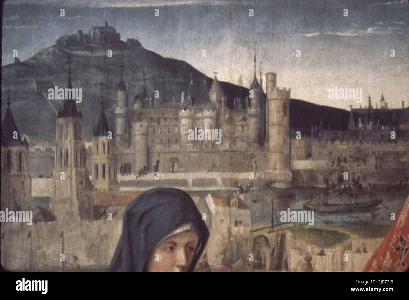 The old Louvre and Montmartre hill in the Middle Ages Stock Photo - Alamy