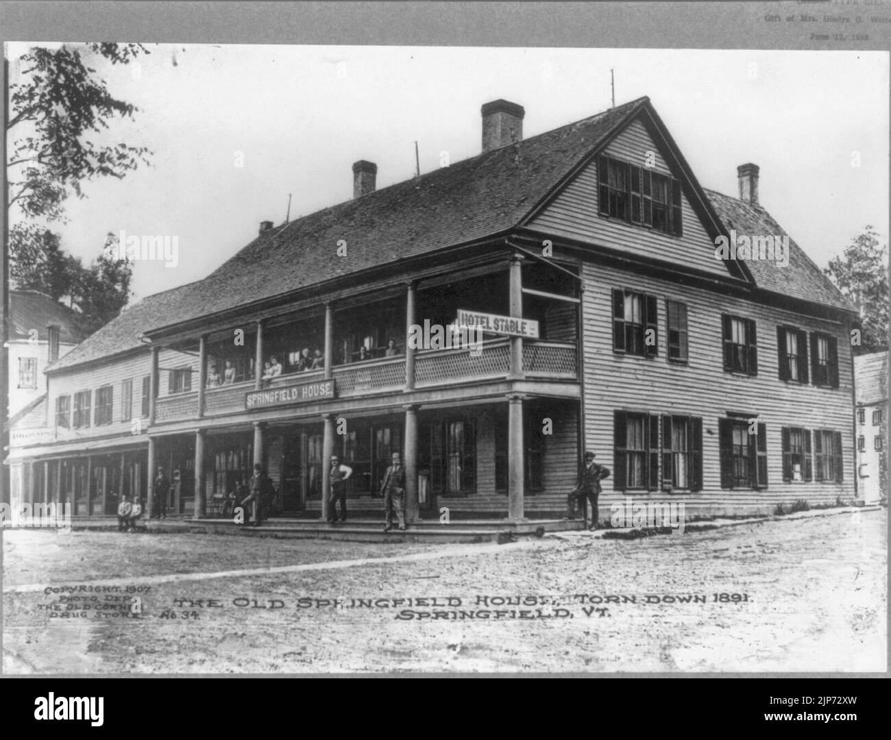 The Old Springfield House, torn down 1891. Springfield, Vt Stock Photo ...