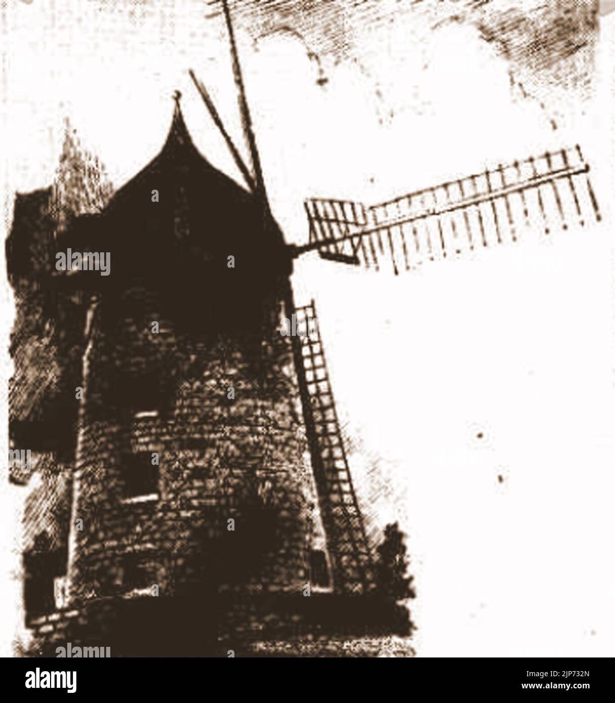 The Old Windmill print 1830 Stock Photo - Alamy