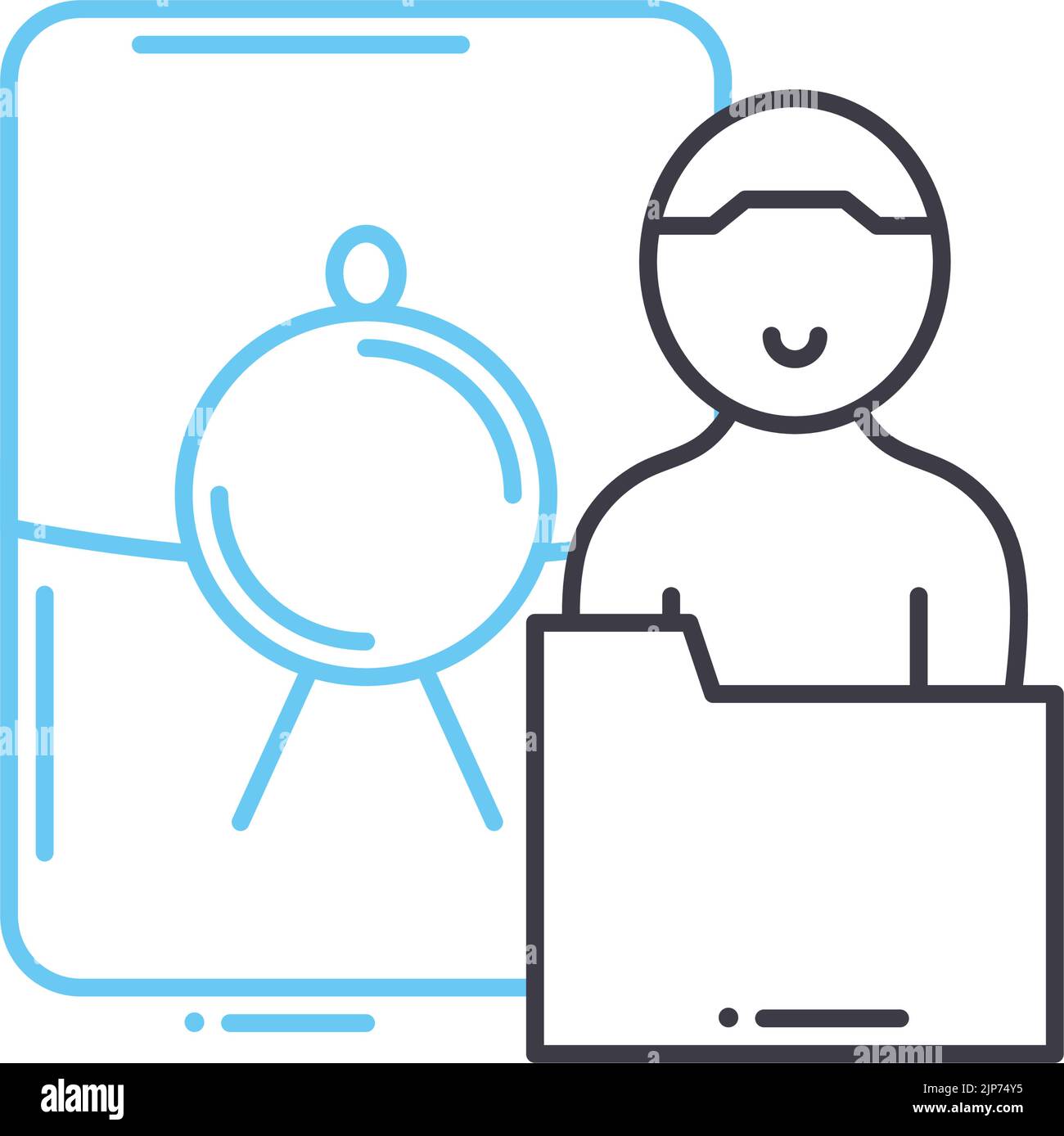 confidential document line icon, outline symbol, vector illustration ...