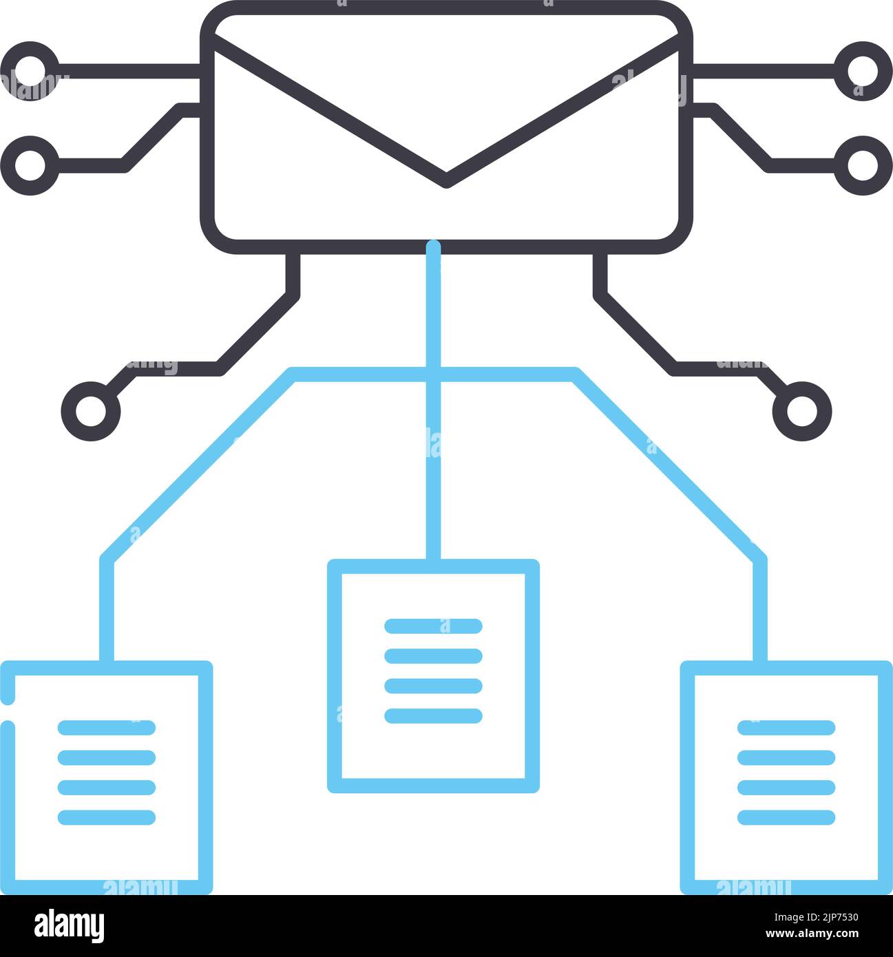 electronic letter line icon, outline symbol, vector illustration ...