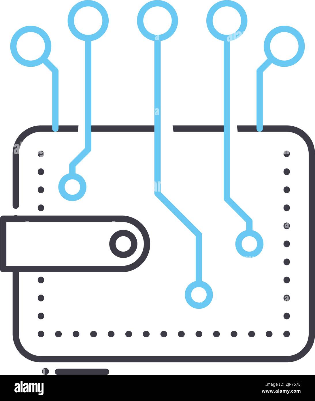 digital wallet line icon, outline symbol, vector illustration, concept ...