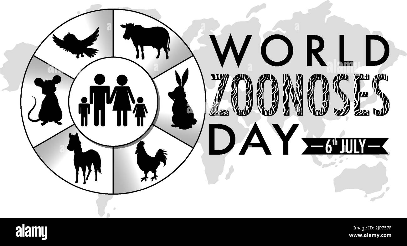 World zoonoses day banner silhouette design illustration Stock Vector ...